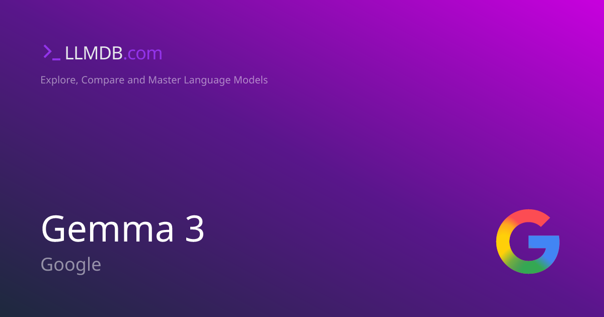 Gemma 3 - Google - LLM Database